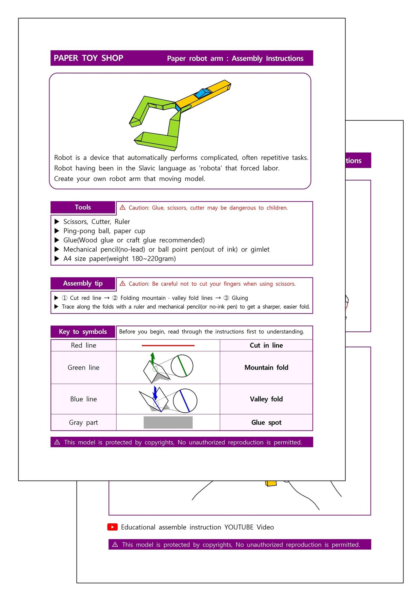2 Fingers Robot Arm, Paper Robot Arm, DIY Robot, Paper Craft, Printable ...