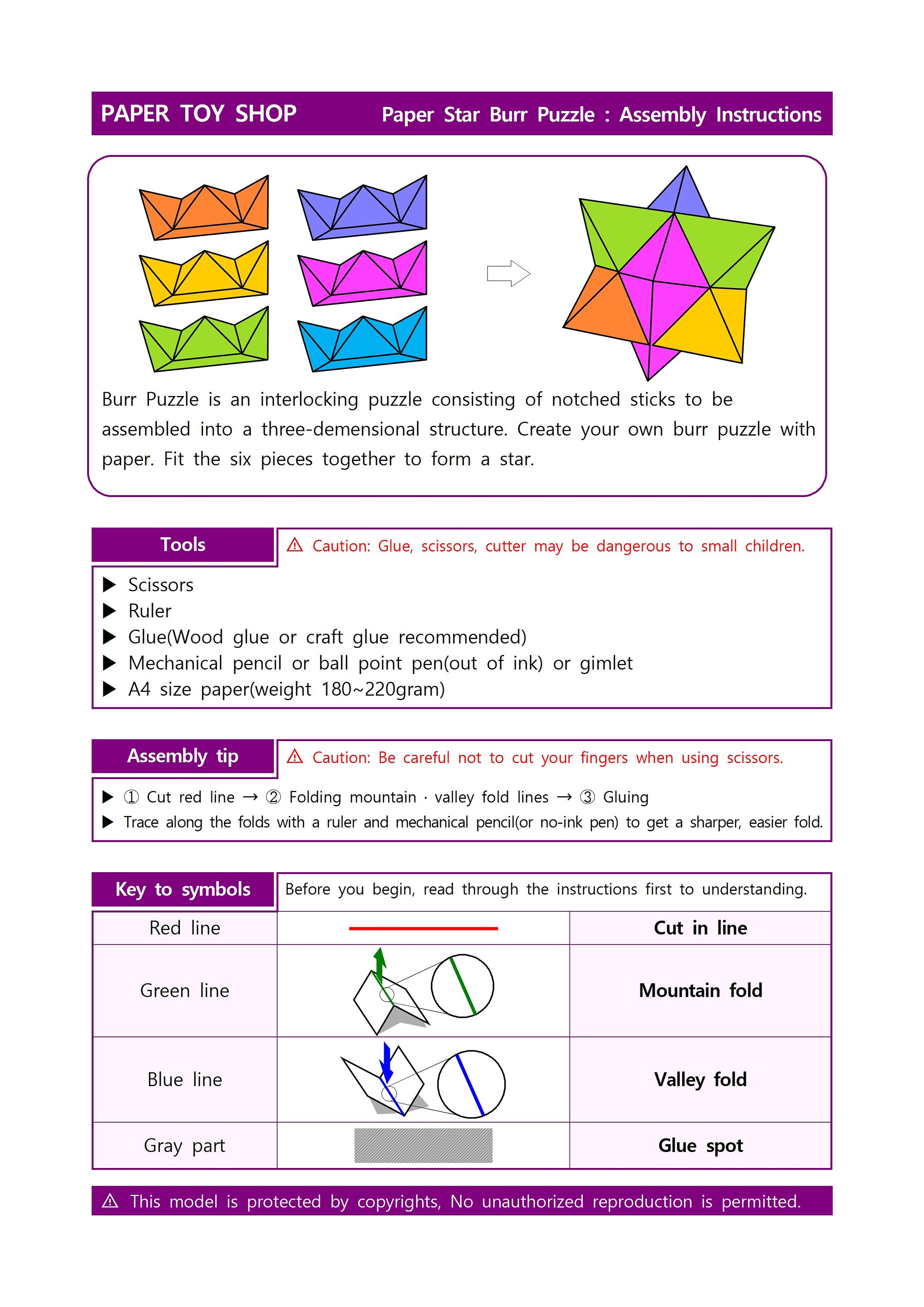 3D Paper Star Burr Puzzle Paper Craft Mobile Printable | Etsy Australia