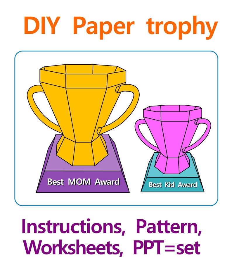 3D Trophy, Paper Trophy, DIY Trophy, Paper Craft, Printtable Pattern ...