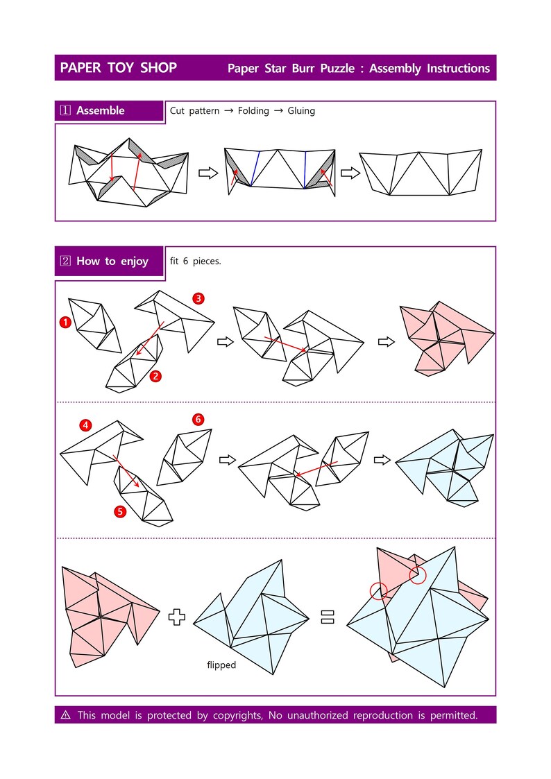 3D Paper Star Burr Puzzle Paper Craft Mobile Printable | Etsy