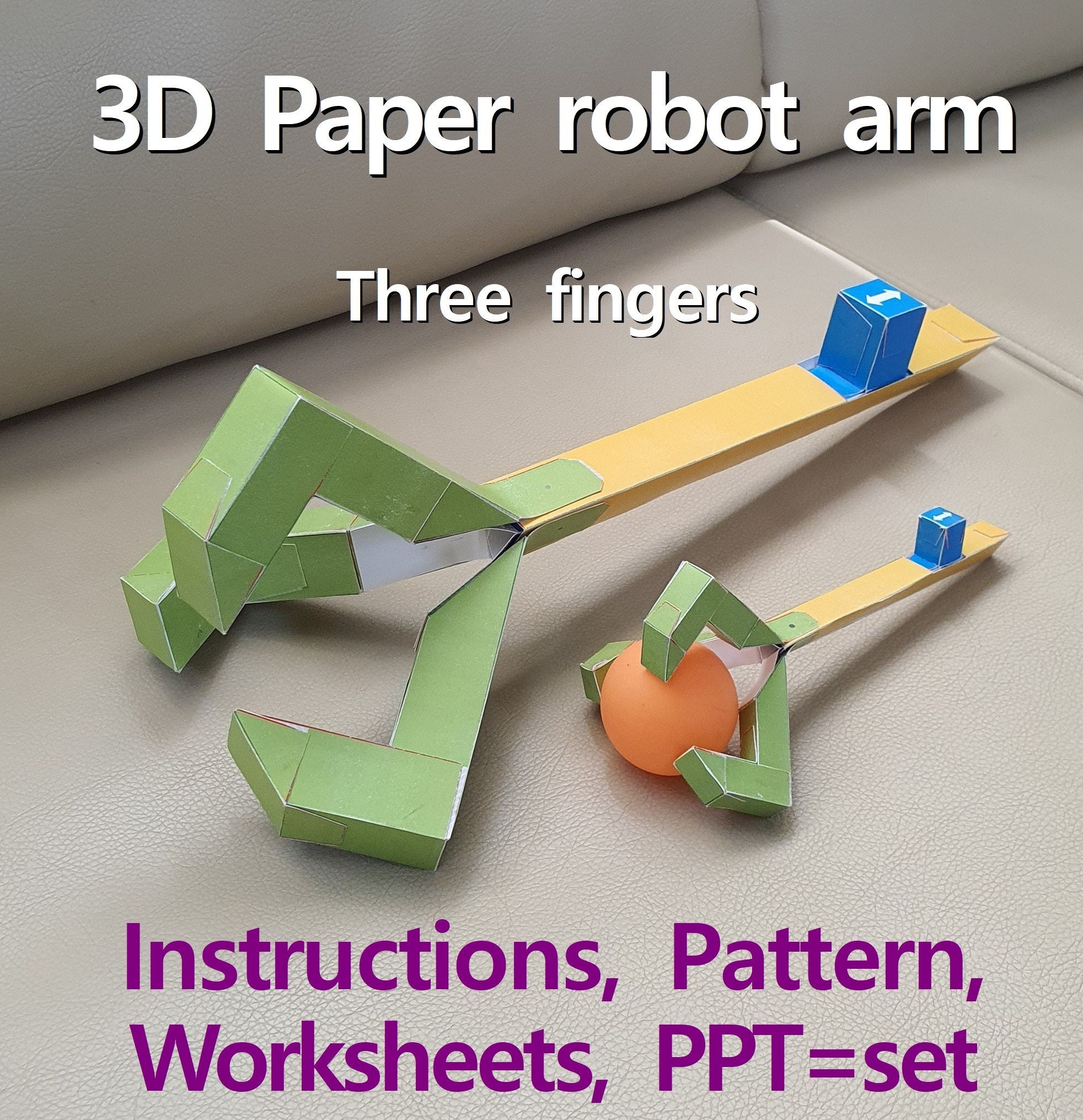 Paper Robot Arm, 3 Fingers Robot, DIY Robot Arm, 3D Robot Arm, 3D Paper ...