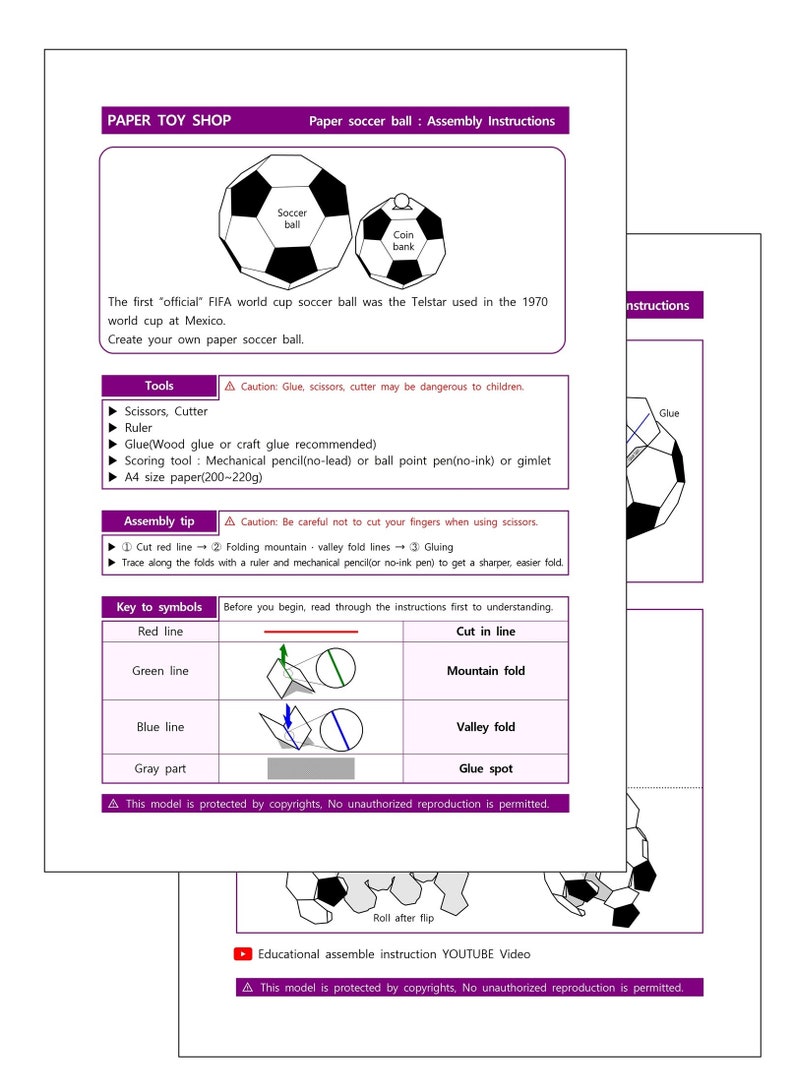 Paper Soccer Ball Toy Papercraft DIY Soccer Ball Printable - Etsy