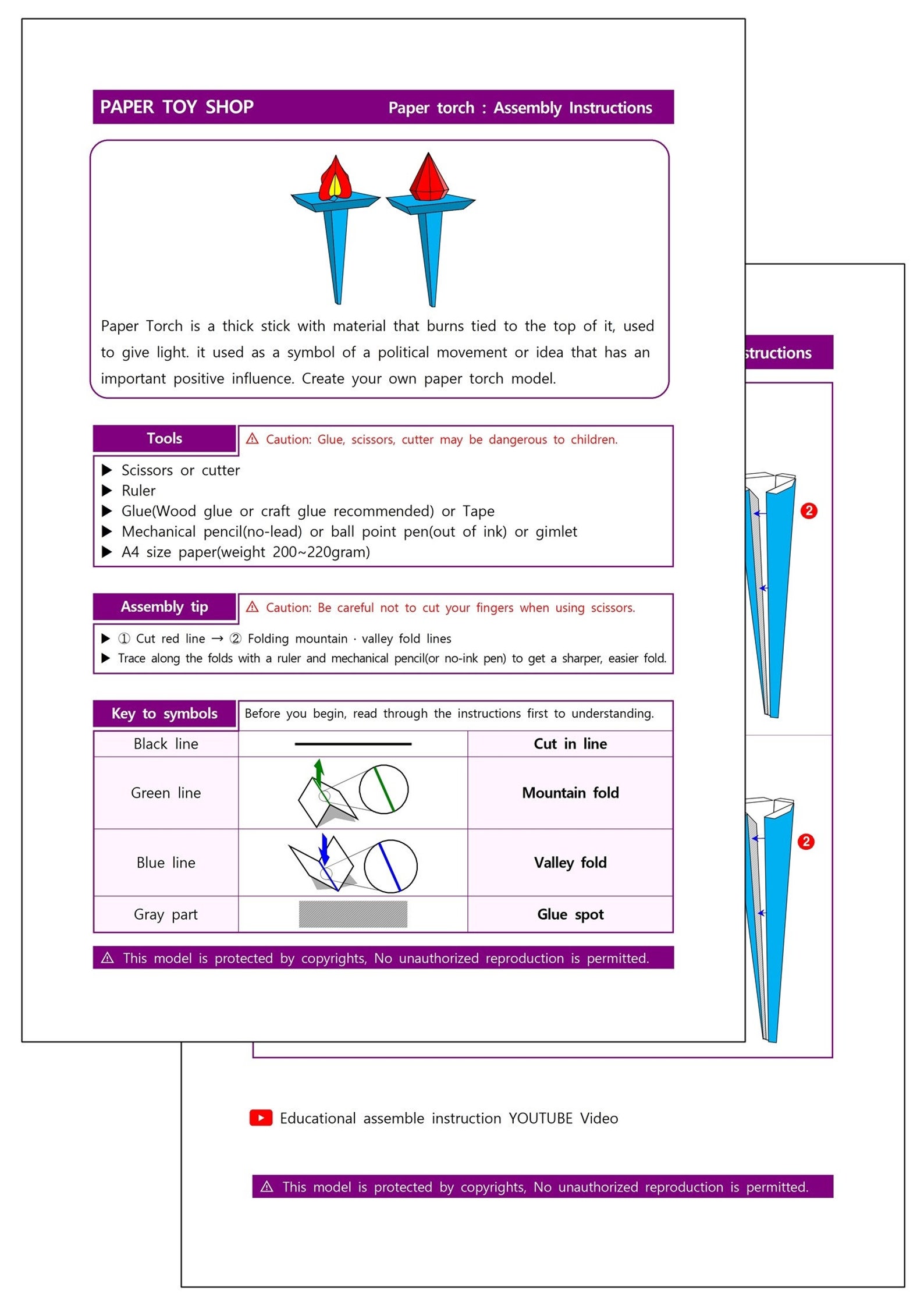 DIY Paper Torch, 3D Torch, Torchlight, Statue of Liberty, Flambeau, 2 ...