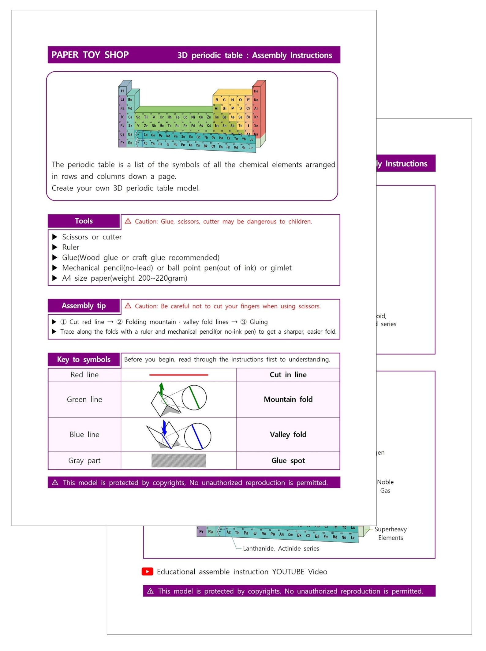 DIY 3D Paper Periodic Table of Elements Model,chemical Activity ...