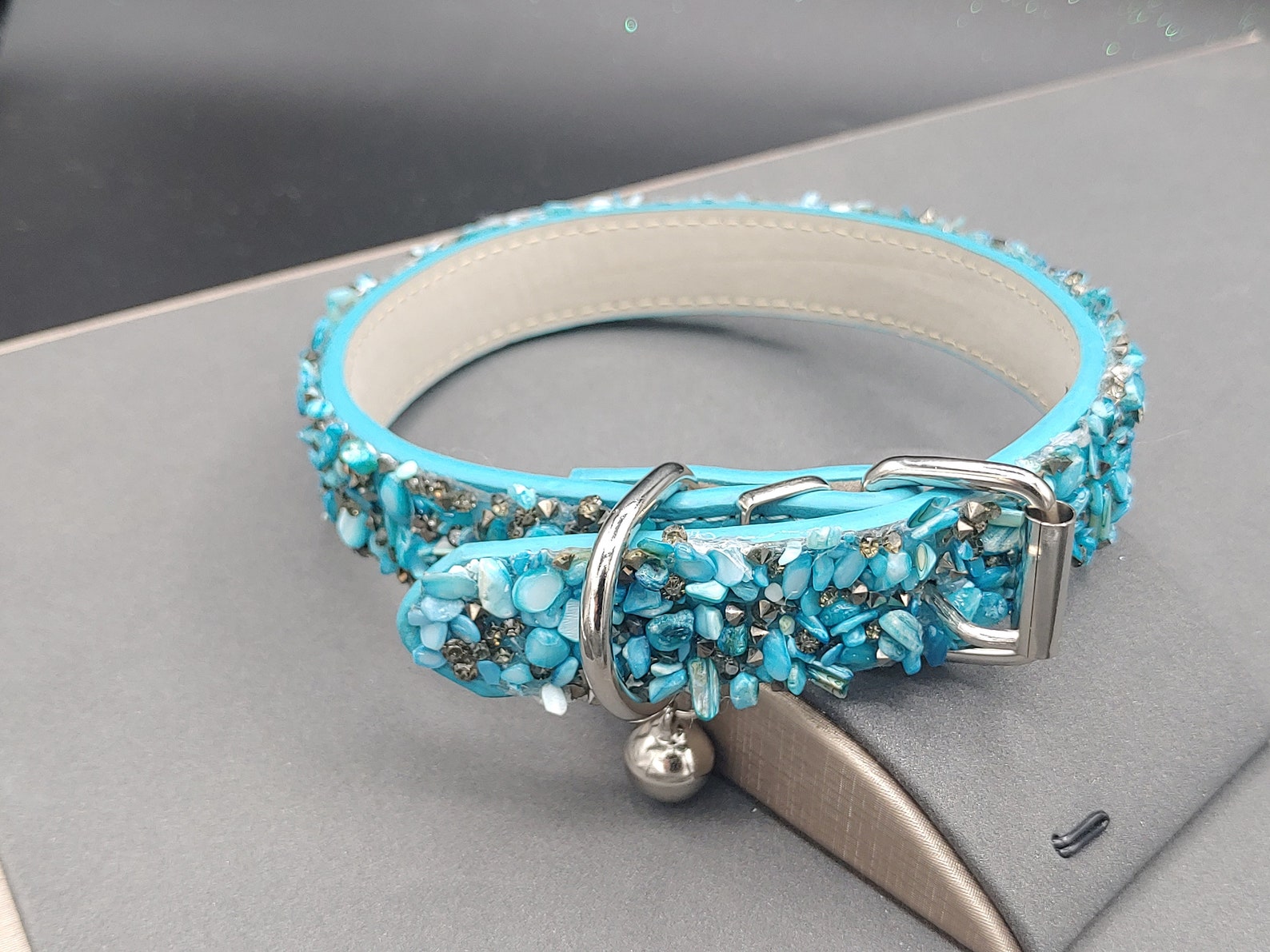 Baby Blue Crystal Safety Cat Collar. Rhinestone and Colourful Stone ...
