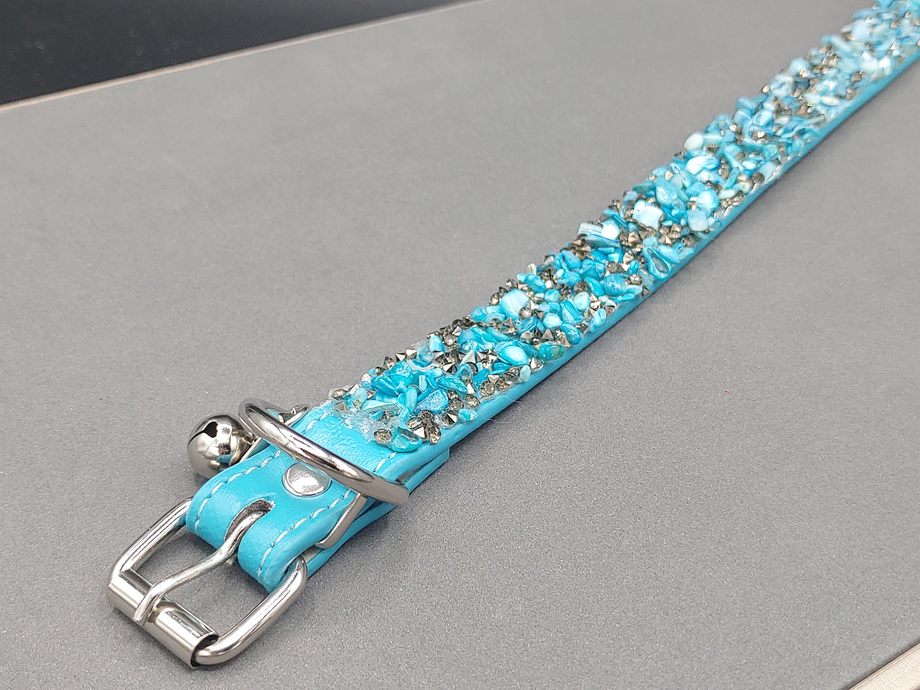 Baby Blue Crystal Safety Cat Collar. Rhinestone and Colourful Stone ...