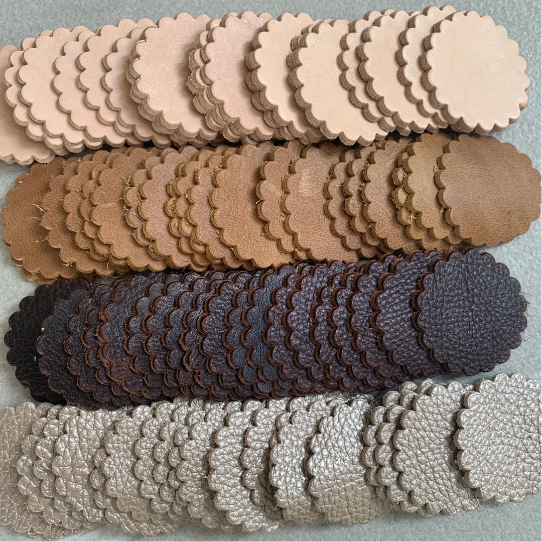 Pack of 25, Scalloped Round Leather, Scallop Circle, Leather Tag ...