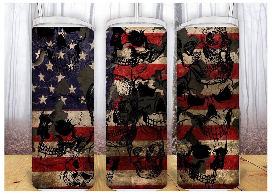 American Flag Skulls/american Flag/skulls/american Flag Tumbler/skulls ...