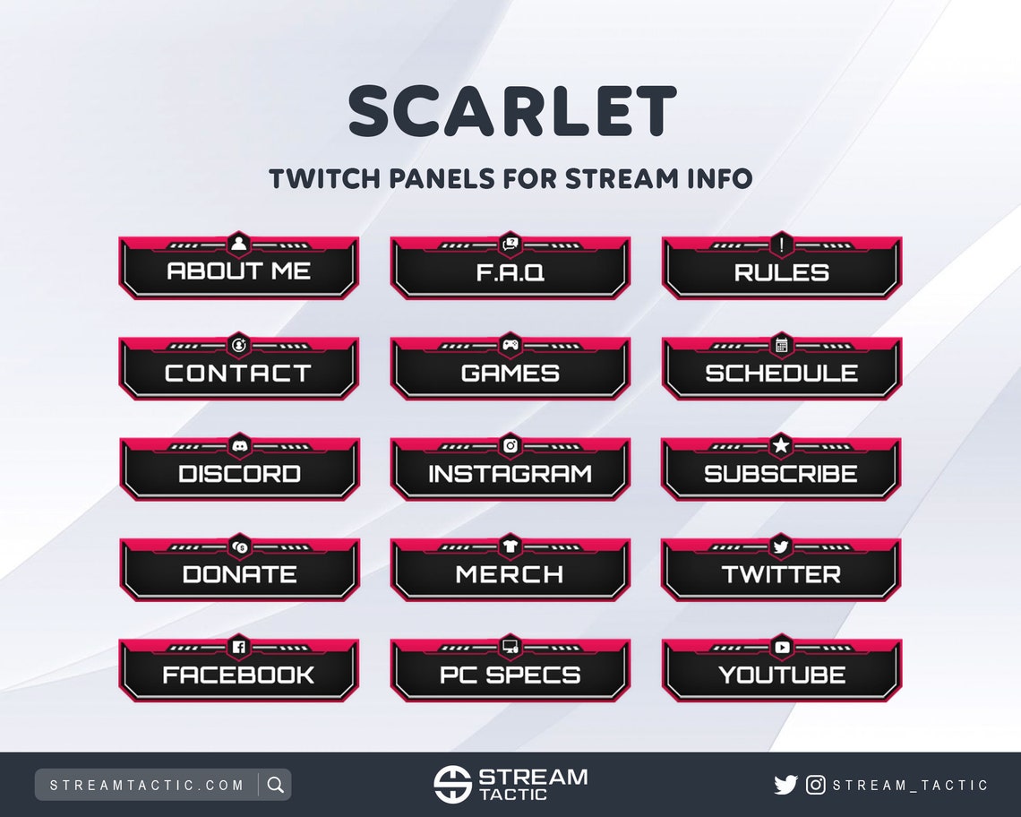 Scarlet Red Twitch Panels Instant Download (Instant Download) - Etsy
