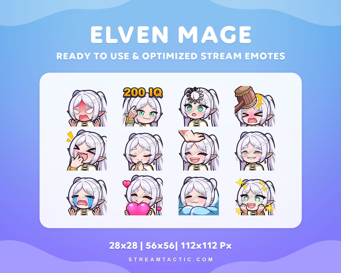 Elven Mage Twitch Emotes Anime Chibi Emotes Instant Download Ready-made ...