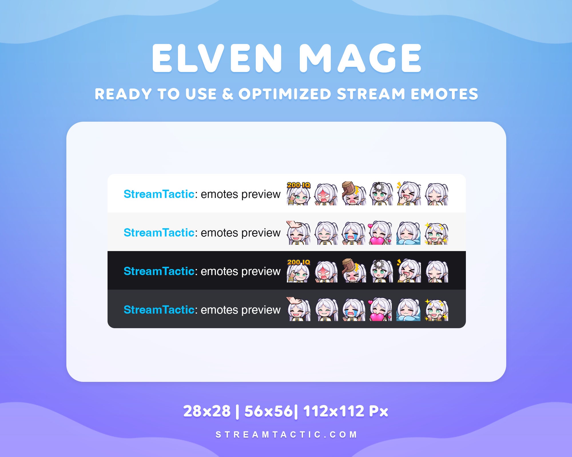 Elven Mage Twitch Emotes Anime Chibi Emotes Instant Download Ready-made ...