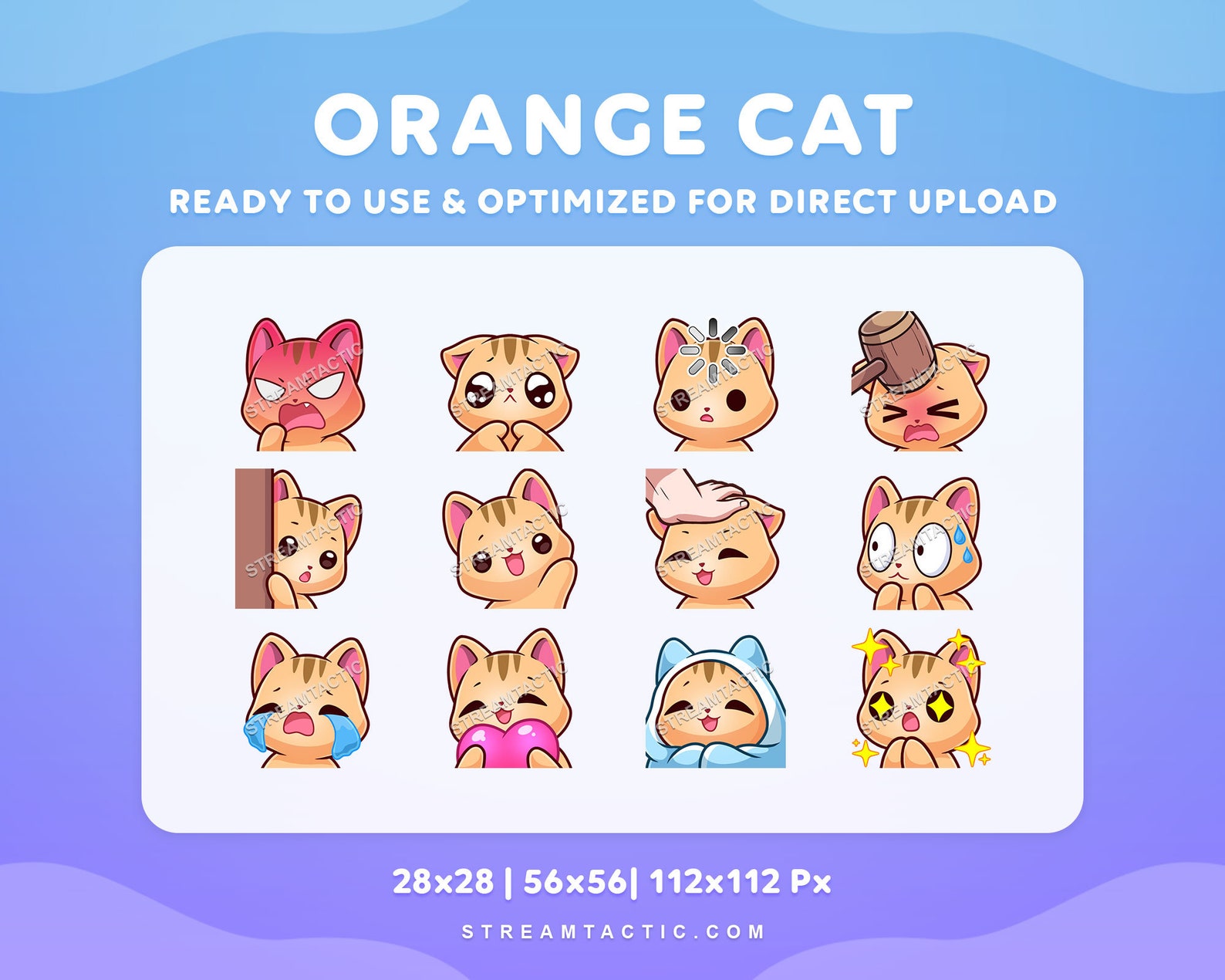 Orange Cat Emotes Twitch Emotes Instant Download Ready-made Graphics ...