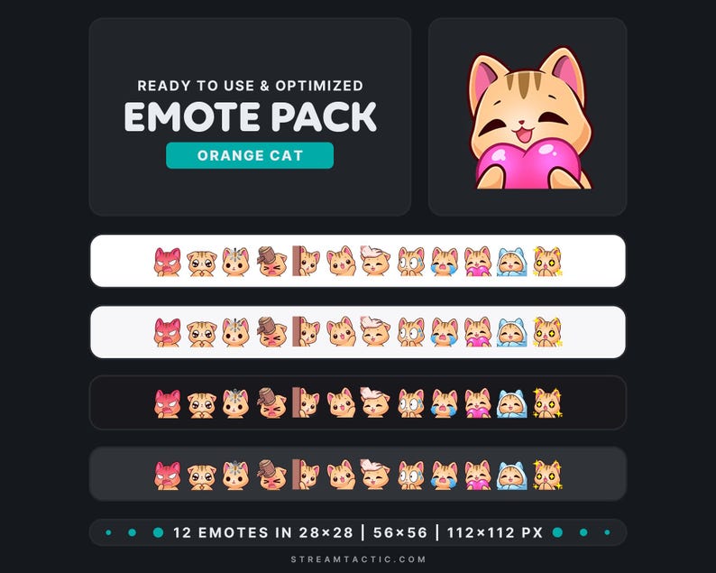 Orange Cat Emotes | Twitch Emotes | Instant Download | Ready-made ...