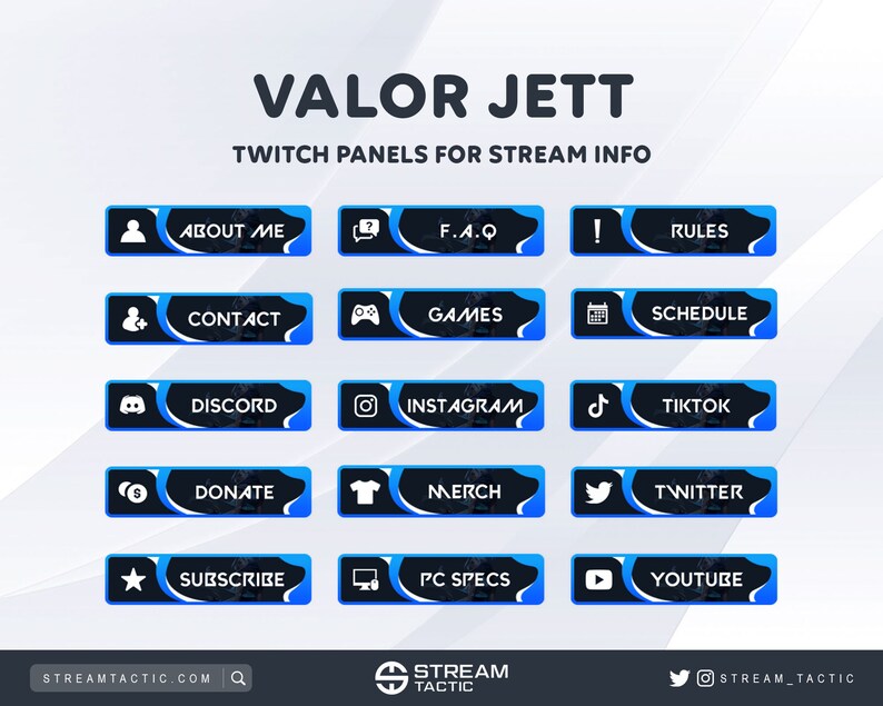 Valorant Jett Blue Twitch Panels Instant Download Ready-made Stream ...