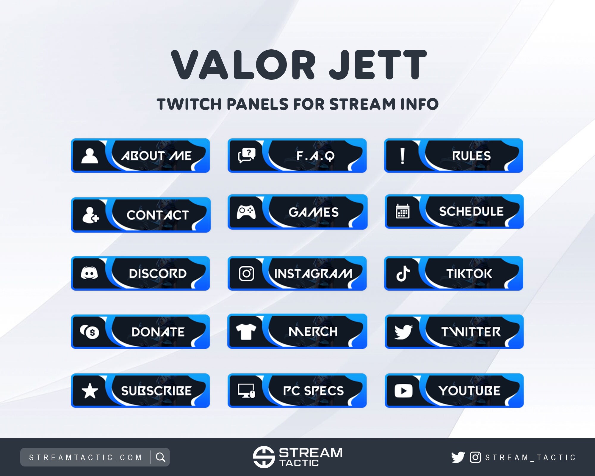 Valorant Jett Blue Twitch Panels Instant Download Ready-made Stream ...
