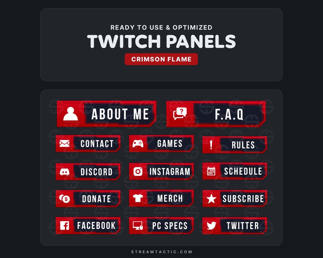 Crimson Flame | Red Twitch Panels | Instant Download | Ready-made ...