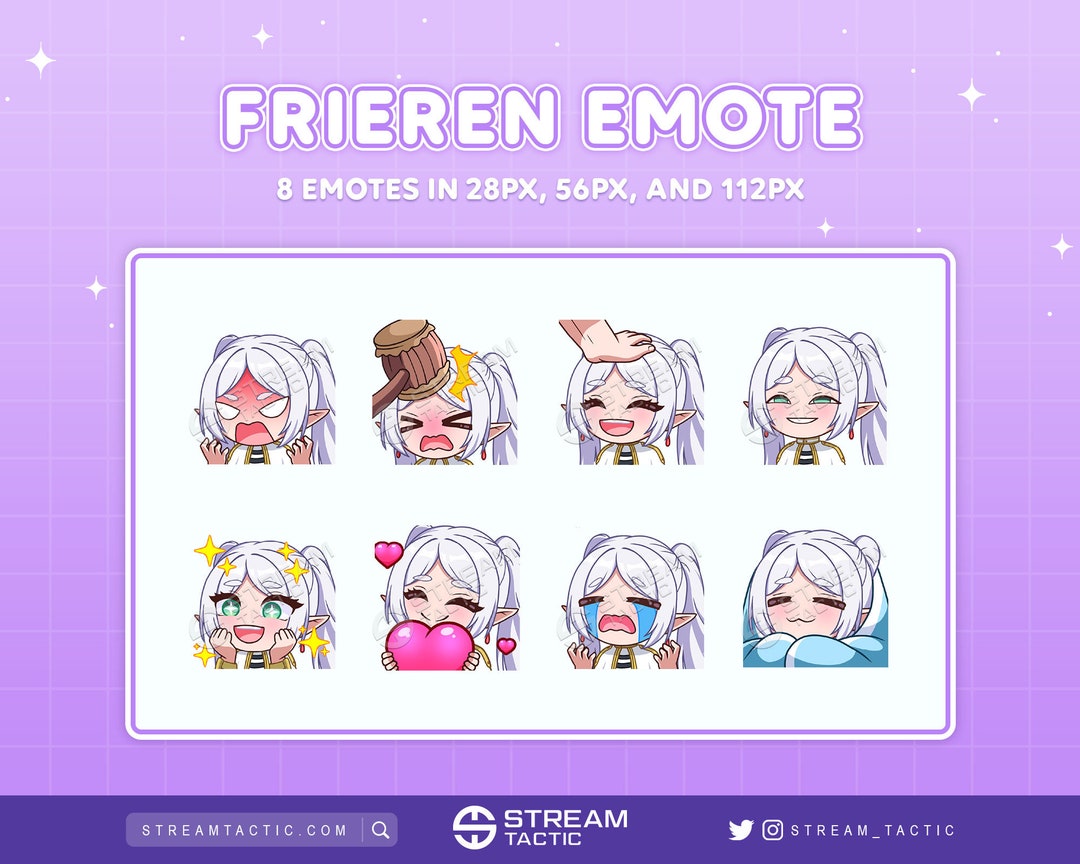 Elven Mage Frieren Emotes Anime Chibi Emotes Instant Download Ready ...