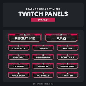 Scarlet | Red Twitch Panels | Instant Download | Ready-made Stream ...