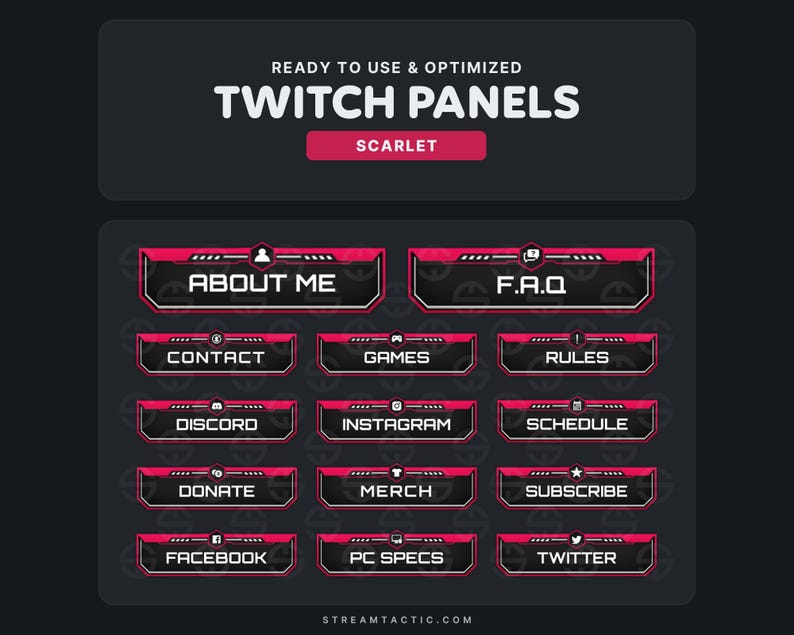 Scarlet | Red Twitch Panels | Instant Download | Ready-made Stream ...