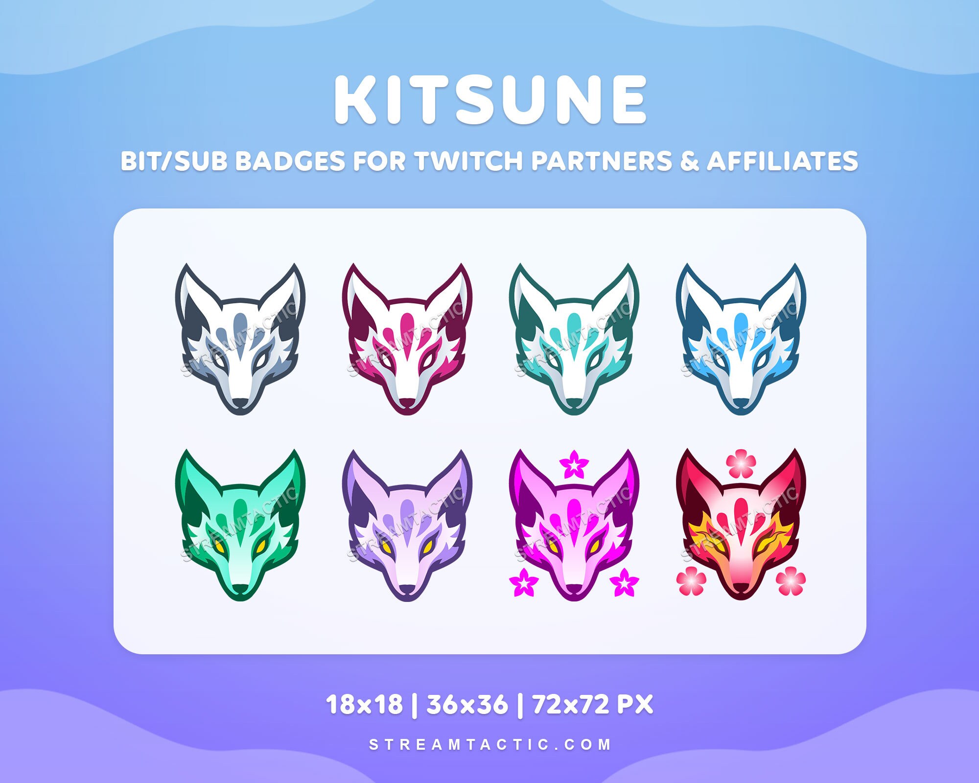 Kitsune Twitch Bit / Sub Badges Magical Fox Instant Download Ready-made ...