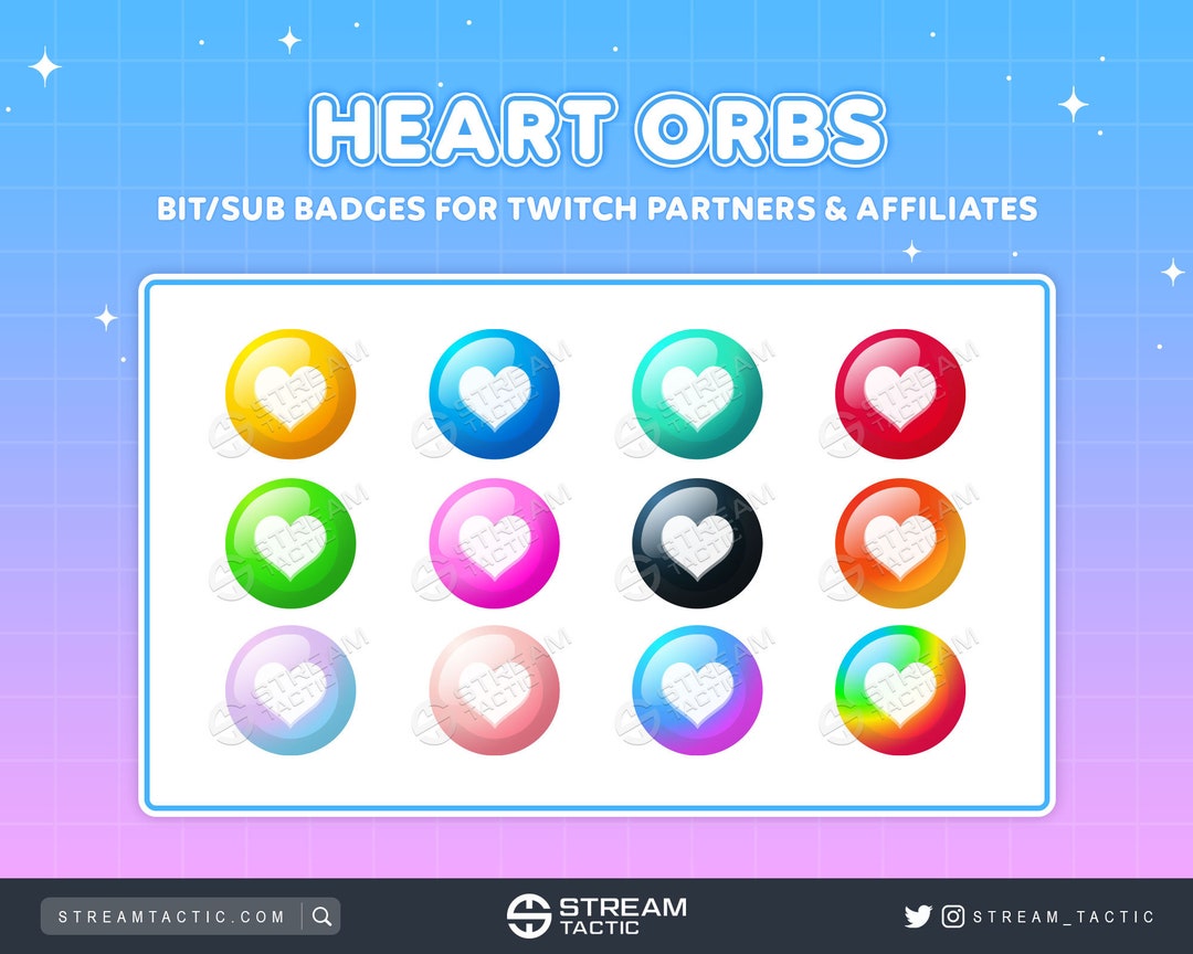 Heart Orbs Twitch Bit / Sub Badges Hearts Graphics Instant Download ...