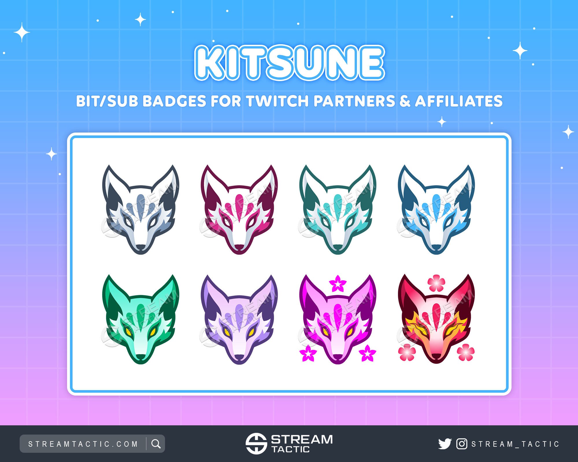 Kitsune Twitch Bit / Sub Badges Magical Fox Instant Download Ready-made ...