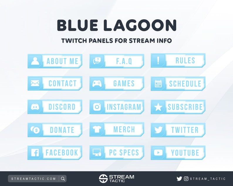 Blue Lagoon Blue Twitch Panels Instant Download Ready-made Stream ...