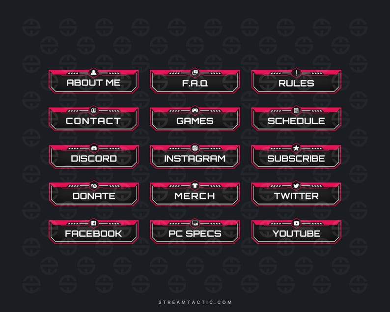 Scarlet | Red Twitch Panels | Instant Download | Ready-made Stream ...