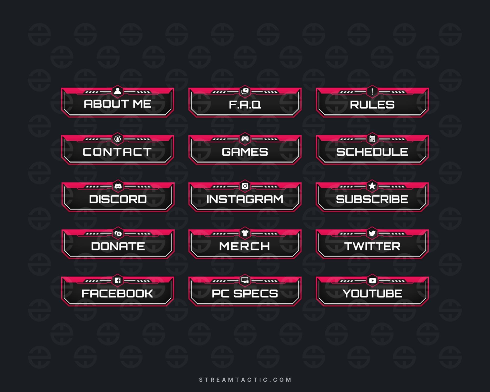 Scarlet | Red Twitch Panels | Instant Download | Ready-made Stream ...
