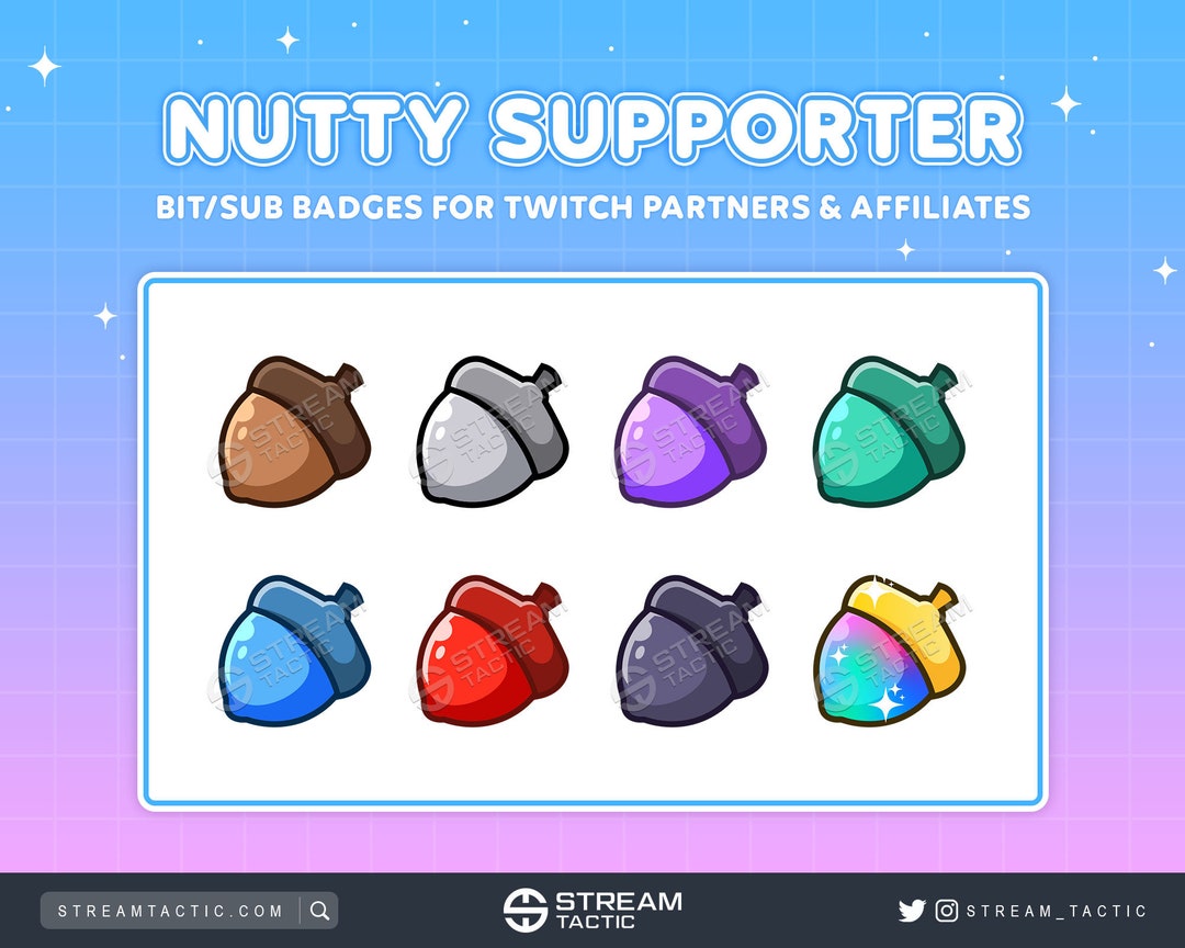 Nutty Supporter Twitch Bit / Sub Badges Acorn Graphics - Etsy