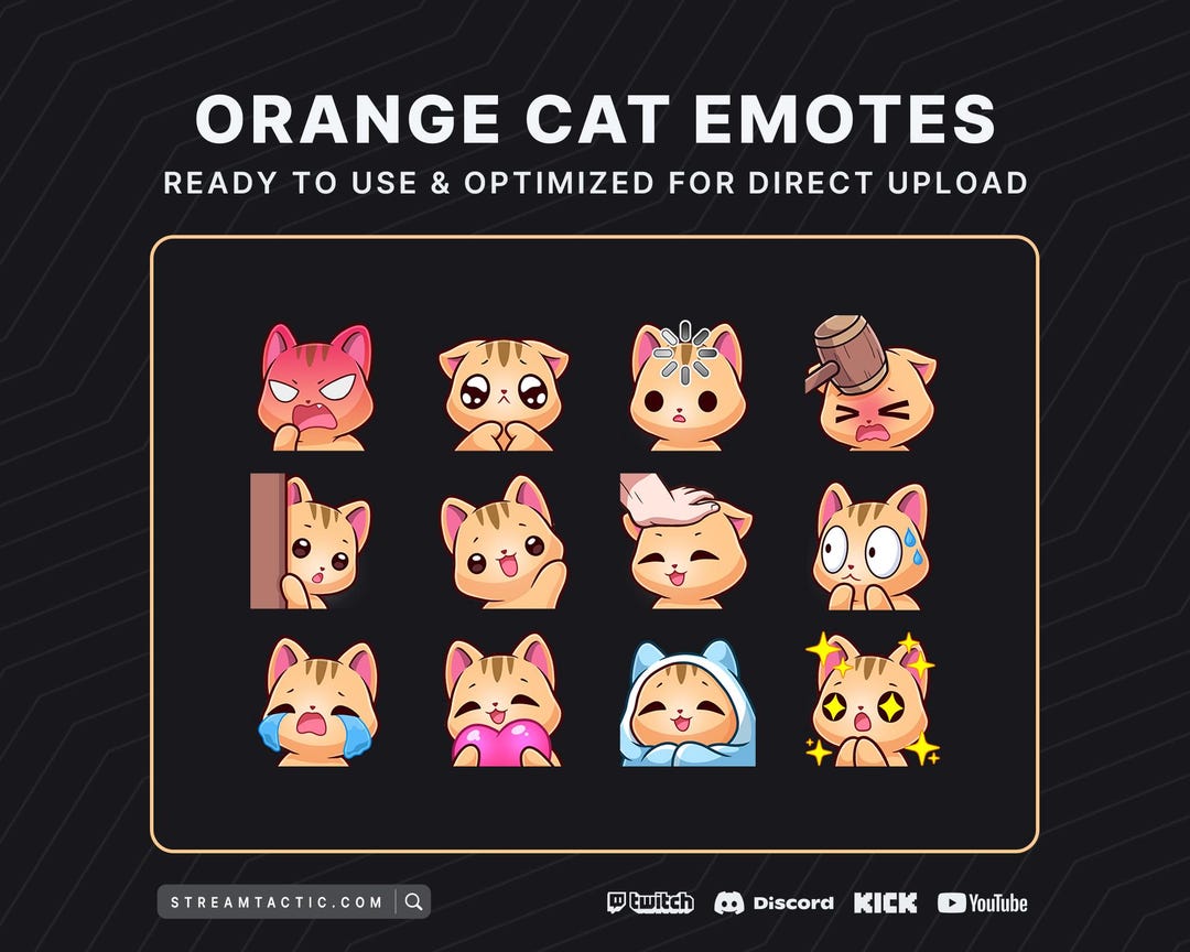 Orange Cat Emotes | Twitch Emotes | Instant Download | Ready-made ...