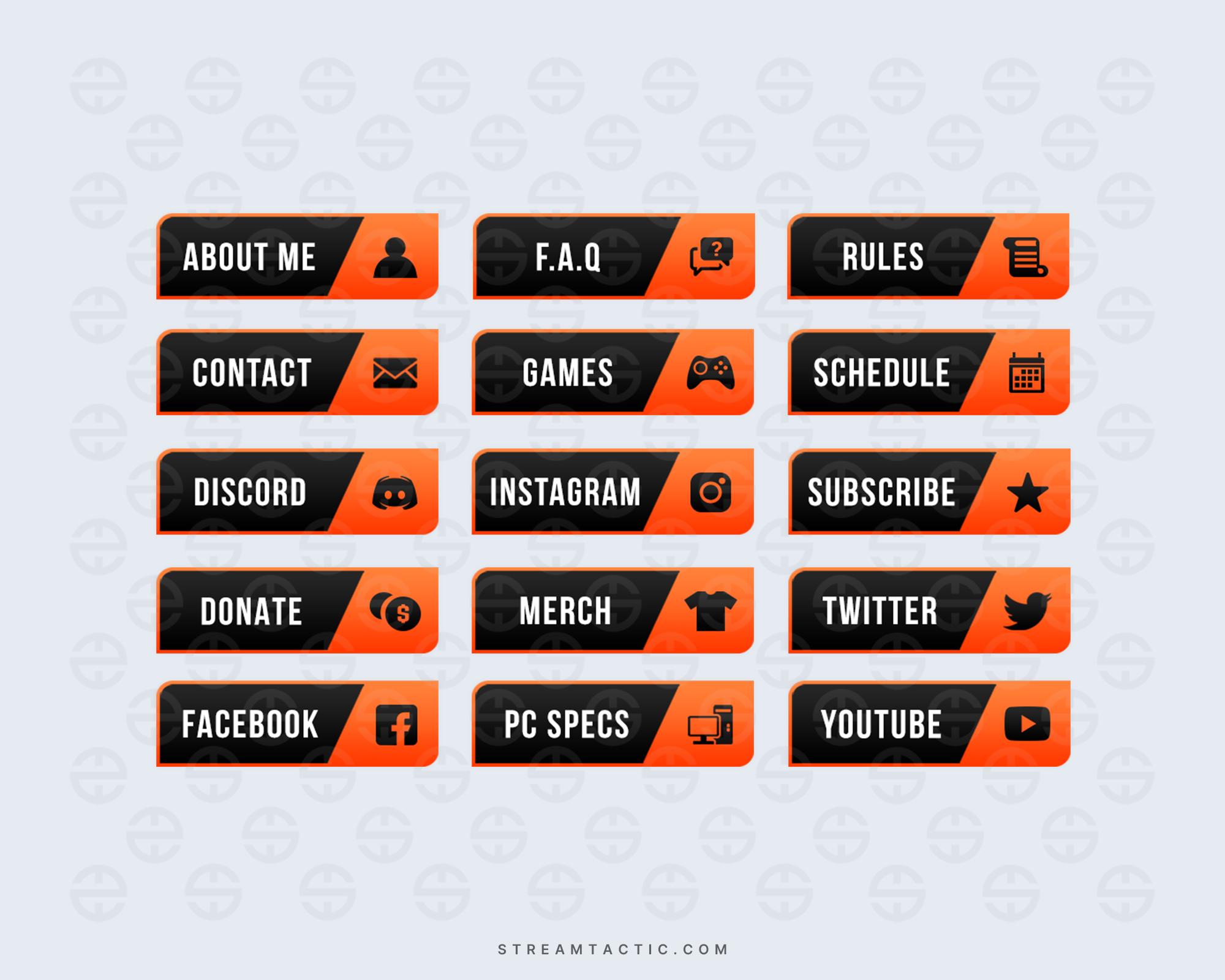 Zesty Orange Twitch Panels: Stream Graphics (instant Download) - Etsy