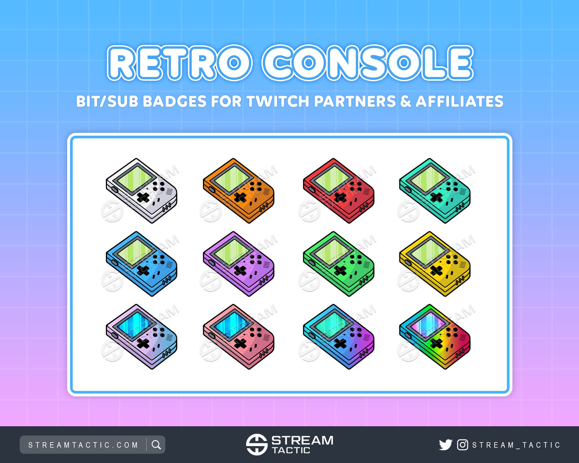 Retro Game Console Twitch Bit / Sub Badges Vintage Handheld Instant ...