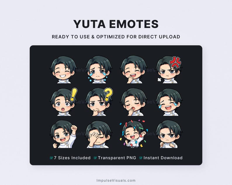 Chibi Anime Sorcerer Twitch Emotes Pack | Stream Reaction Emotes ...