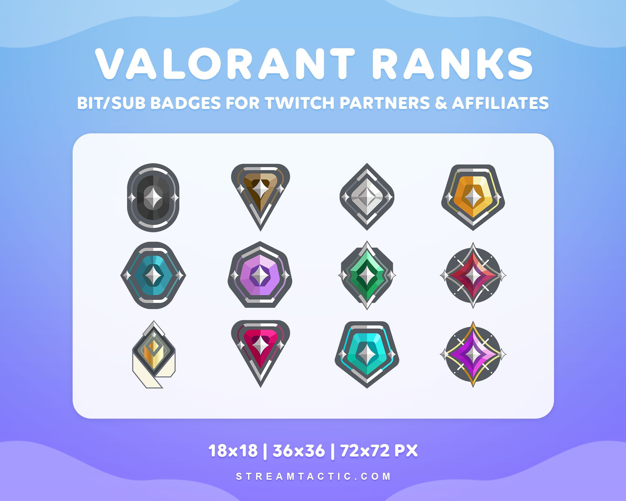 Valorant Ranks Sub Badges/bit Badges Twitch/youtube/discord/kick ...