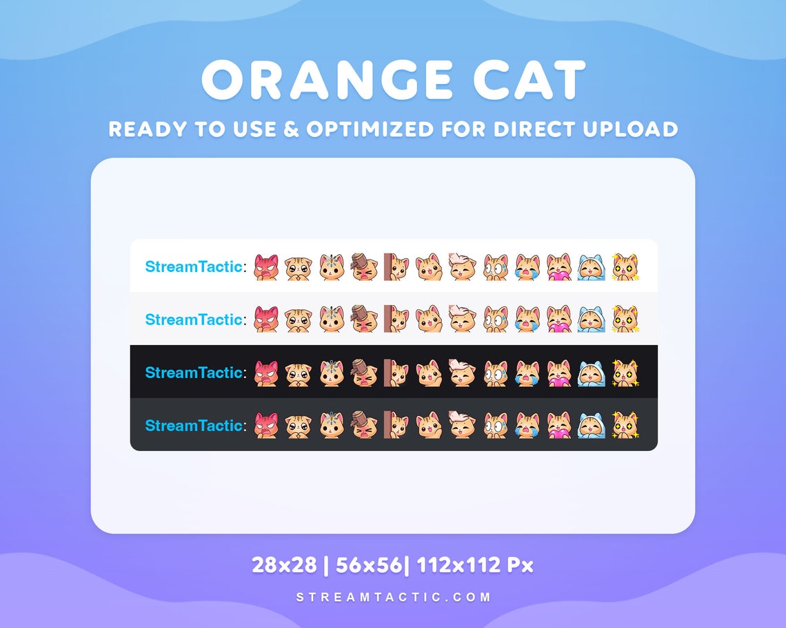 Orange Cat Emotes Twitch Emotes Instant Download Ready-made Graphics ...