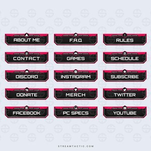 Scarlet | Red Twitch Panels | Instant Download | Ready-made Stream ...