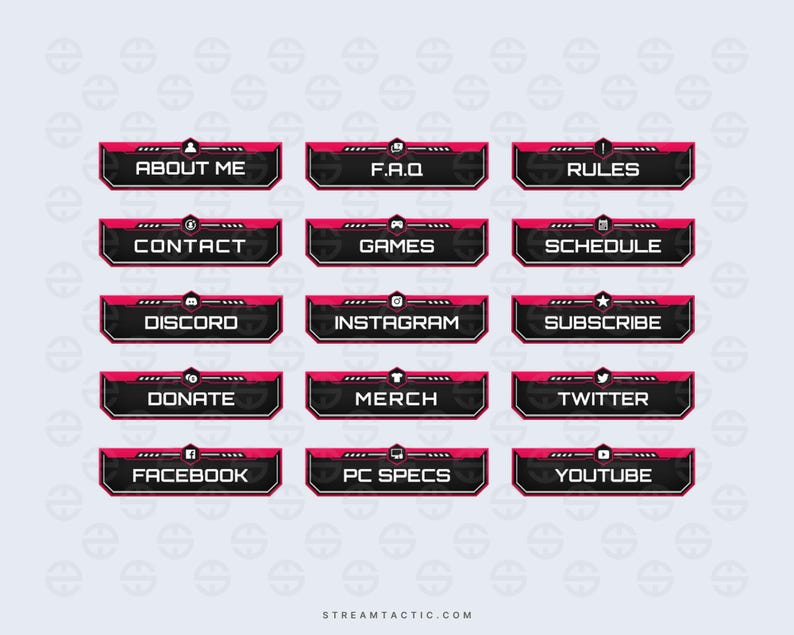 Scarlet | Red Twitch Panels | Instant Download | Ready-made Stream ...