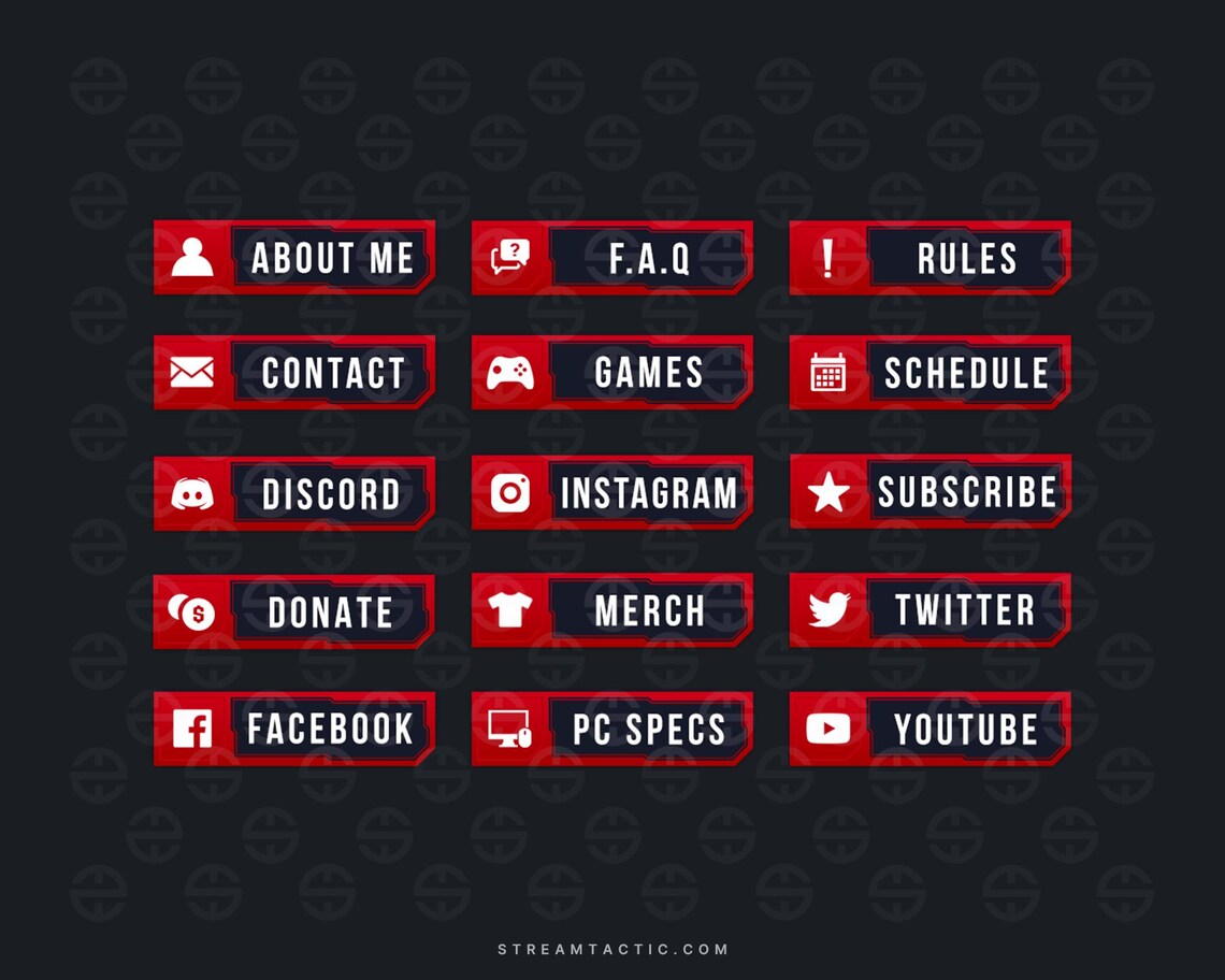 Crimson Flame | Red Twitch Panels | Instant Download | Ready-made ...