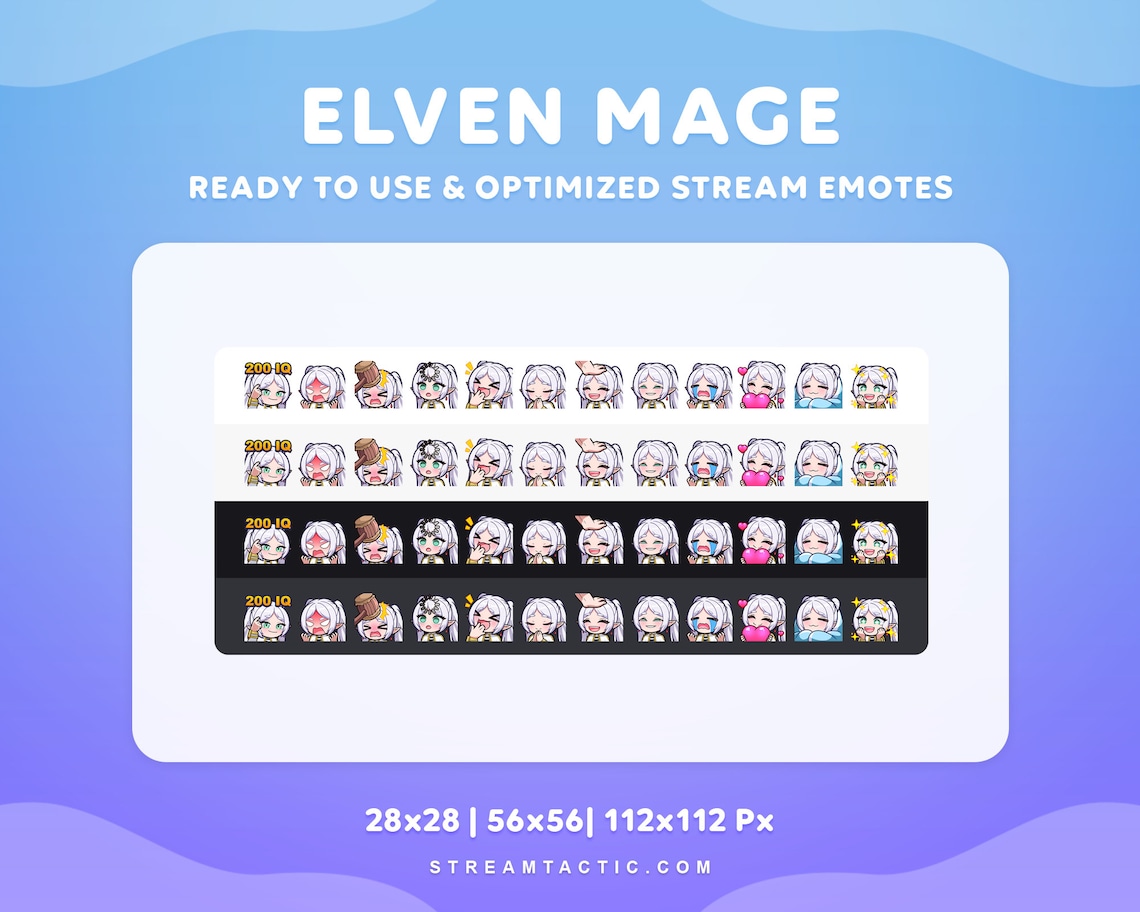 Elven Mage Twitch Emotes Anime Chibi Emotes Instant Download Ready-made ...