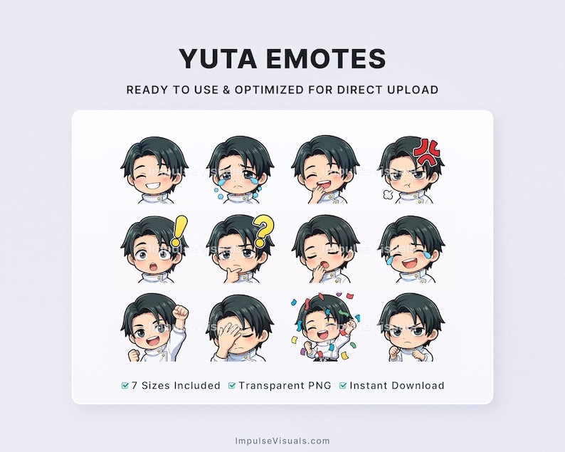Chibi Anime Sorcerer Twitch Emotes Pack | Stream Reaction Emotes ...