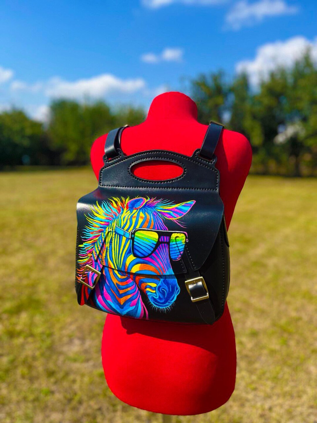 Leather Backpack, Handmade & Painted, Book Messenger Bag, Leather ...