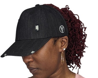 Black Backless Satin Lined Adjustable Baseball Cap Hat for Women With ...