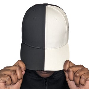 Half Black Half White Backless Satin Lined Adjustable Baseball Cap Hat ...