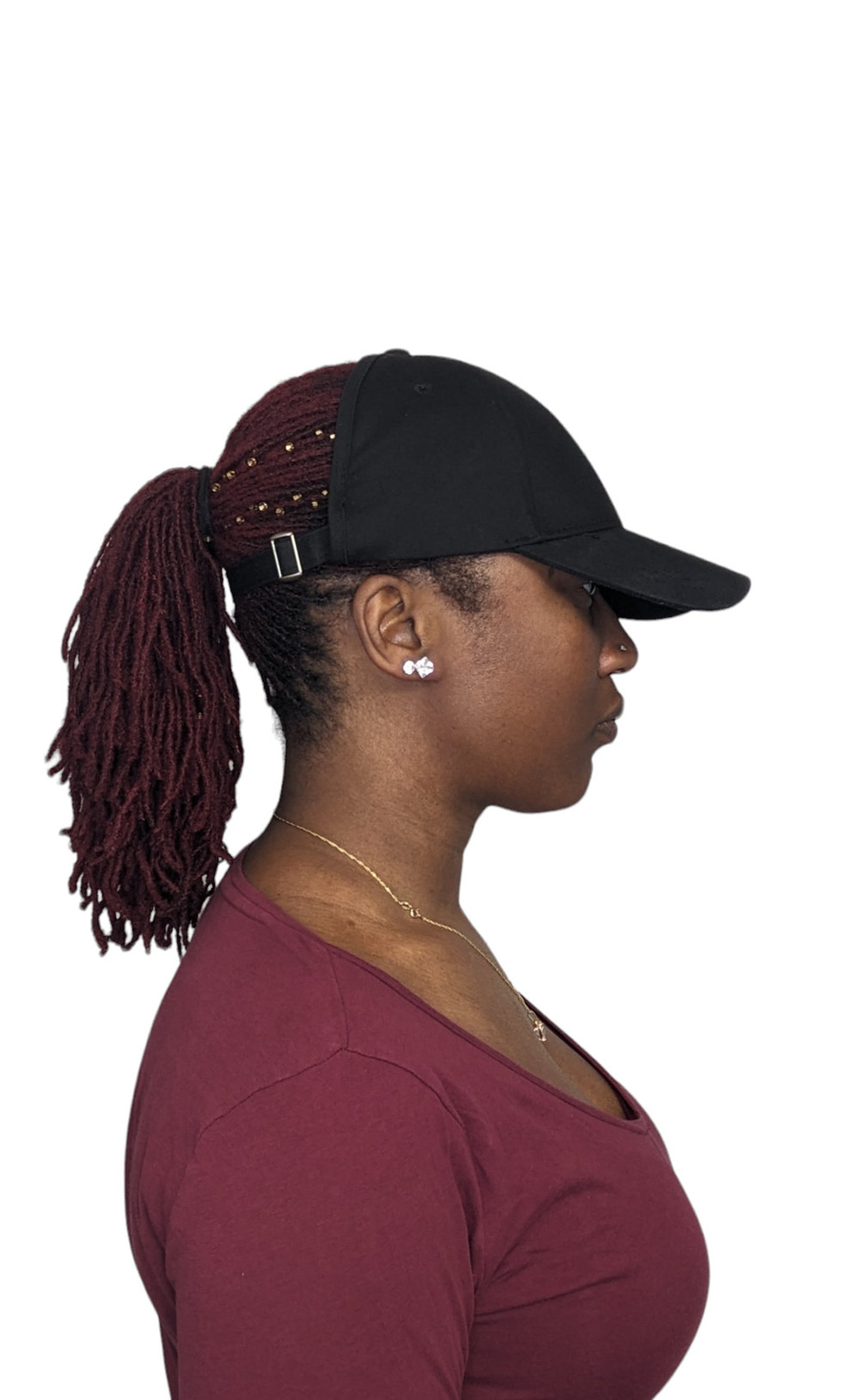 Black Backless Satin Lined Adjustable Baseball Cap Hat for Women With ...