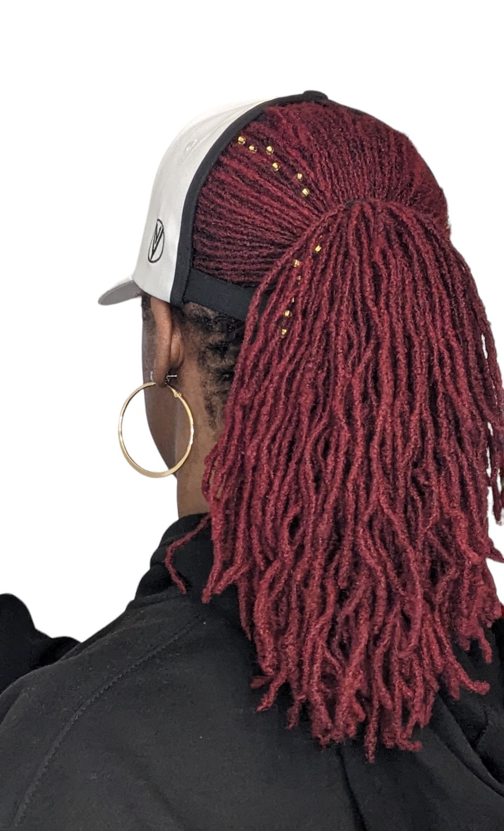 Half Black Half White Backless Satin Lined Adjustable Baseball Cap Hat ...