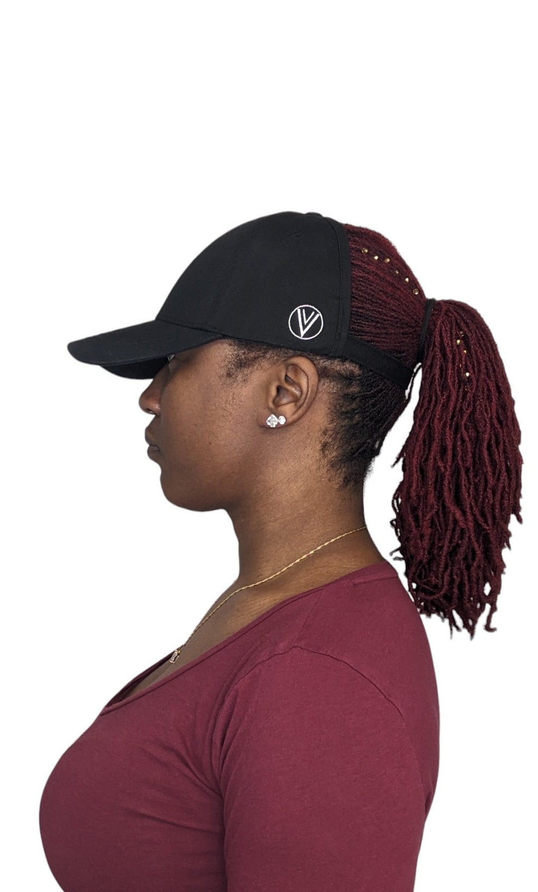 Black Satin Lined Backless Cap for Locs, Natural Hair, Buns Adjustable ...