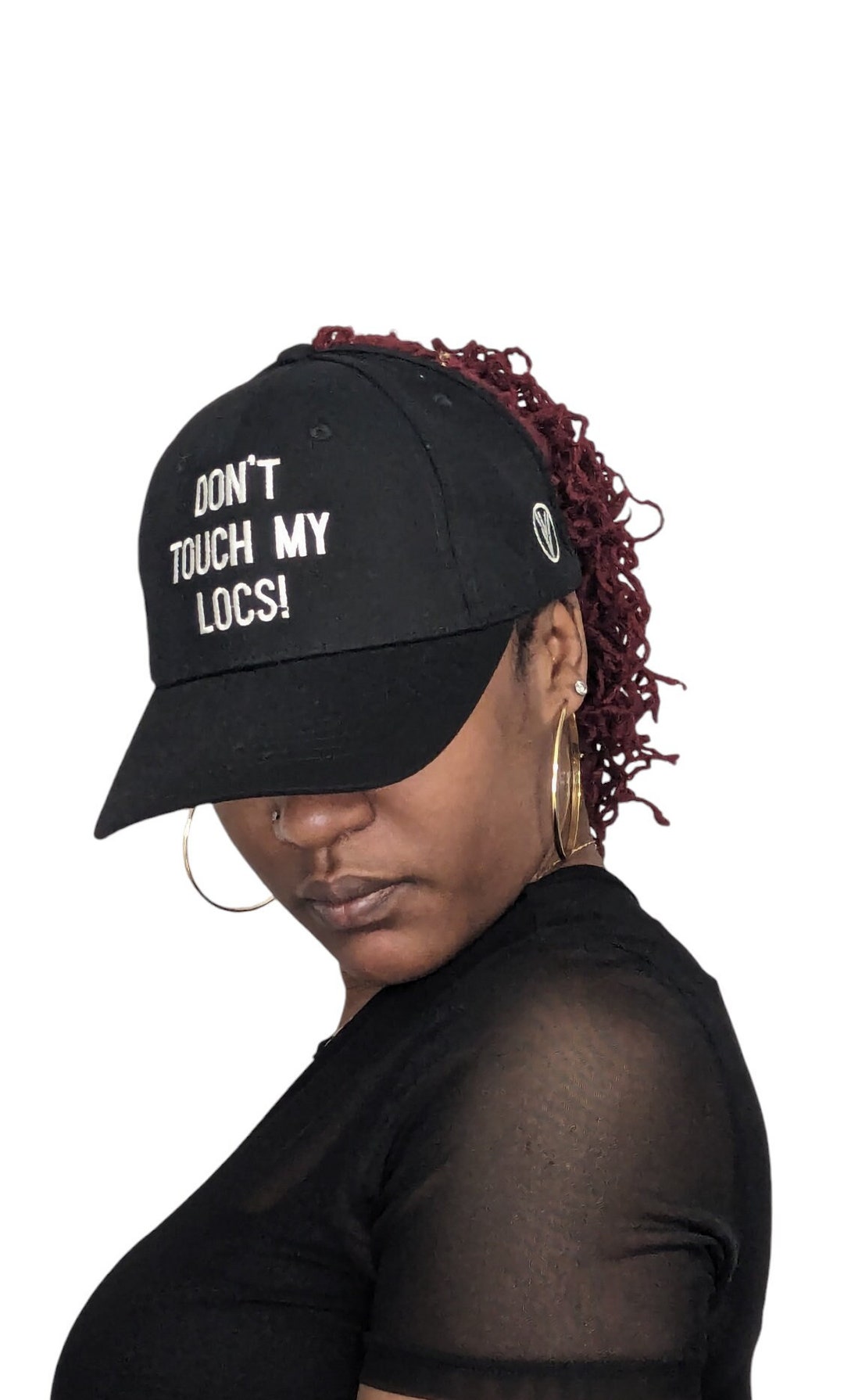 Don't Touch My Locs Black Satin Lined Backless Cap for Locs, Natural ...