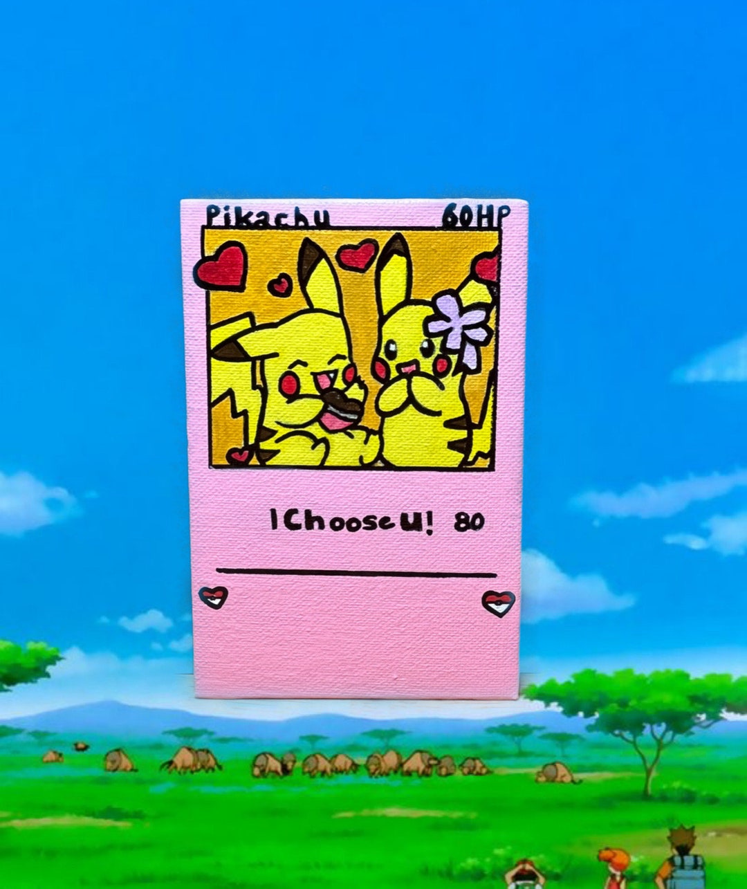 Couple Pikachu Flat Canvas Acrylic Painting - Etsy