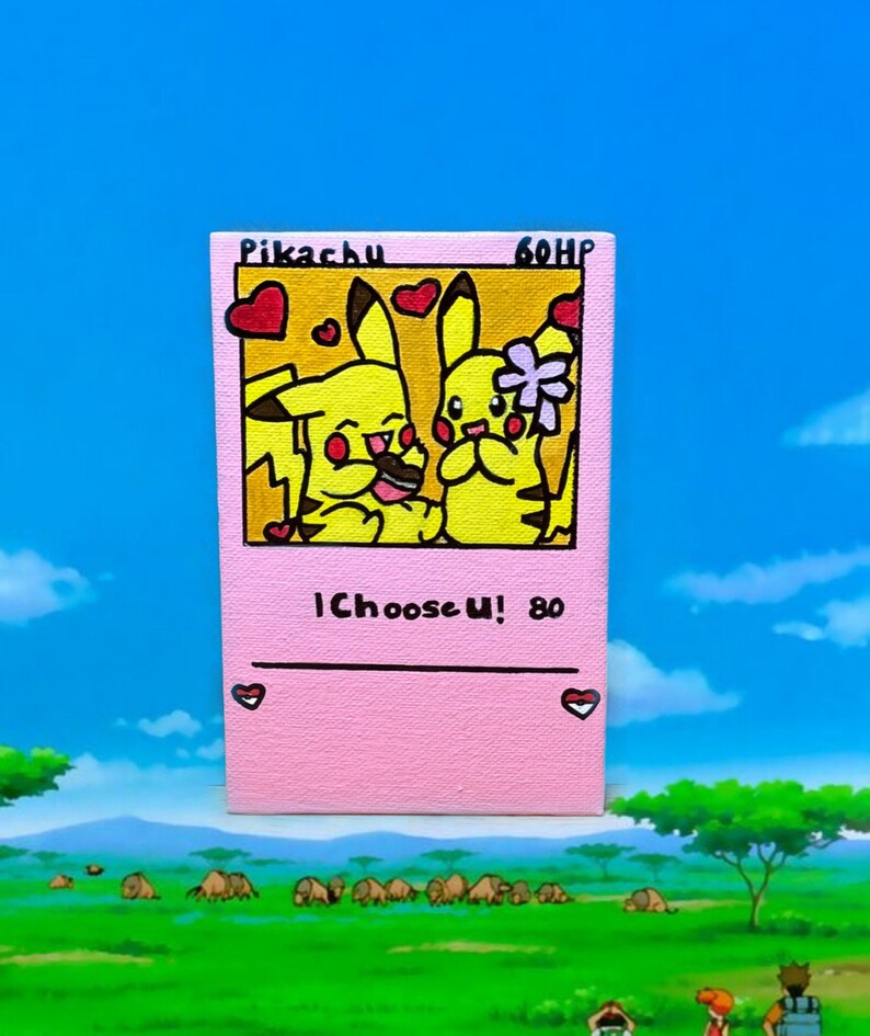 Couple Pikachu Flat Canvas Acrylic Painting - Etsy